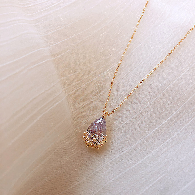 Crystal Water Drop Pendant Necklace Women - BlackXpace